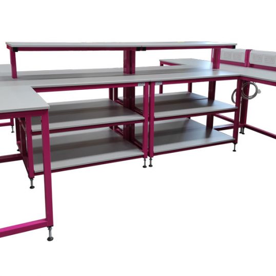 Modular workbenches create a versatile workspace ideal for easy reconfiguration - Spaceguard