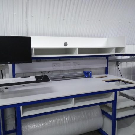 Packing stations with storage shelving - Spaceguard